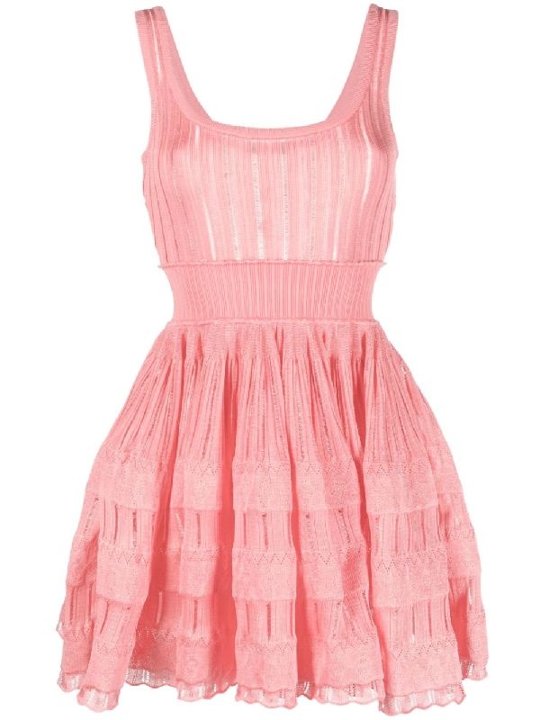 알라이아(ALAIA) 플루이드 스케이터 레이스 원피스 AA9R22462M712 489 | jentestore