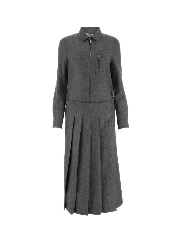 펜디(FENDI) 플리츠 패널 울 집업 점프수트 FDC818AM3N F0TDR | jentestore