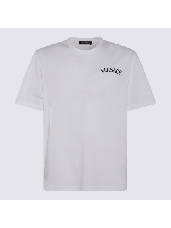 베르사체(VERSACE) 로고 디테일 코튼 반팔 티셔츠 1013302 1A098651W010 | jentestore