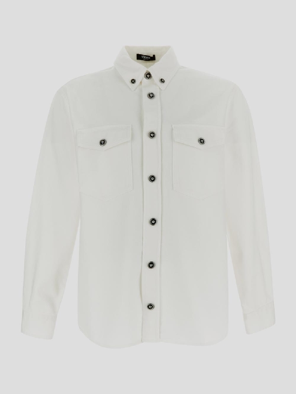 베르사체(VERSACE) 플랩 포켓 오버사이즈 데님 셔츠 10138871A100321D110 | jentestore