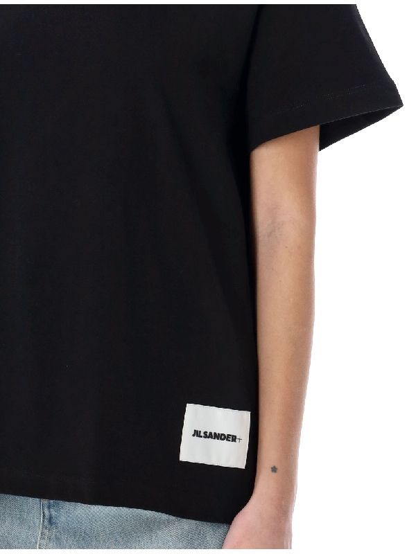 질샌더(JIL SANDER) 로고패치 반팔 티셔츠 3팩 24PJ40GC0001J45048#001 | jentestore