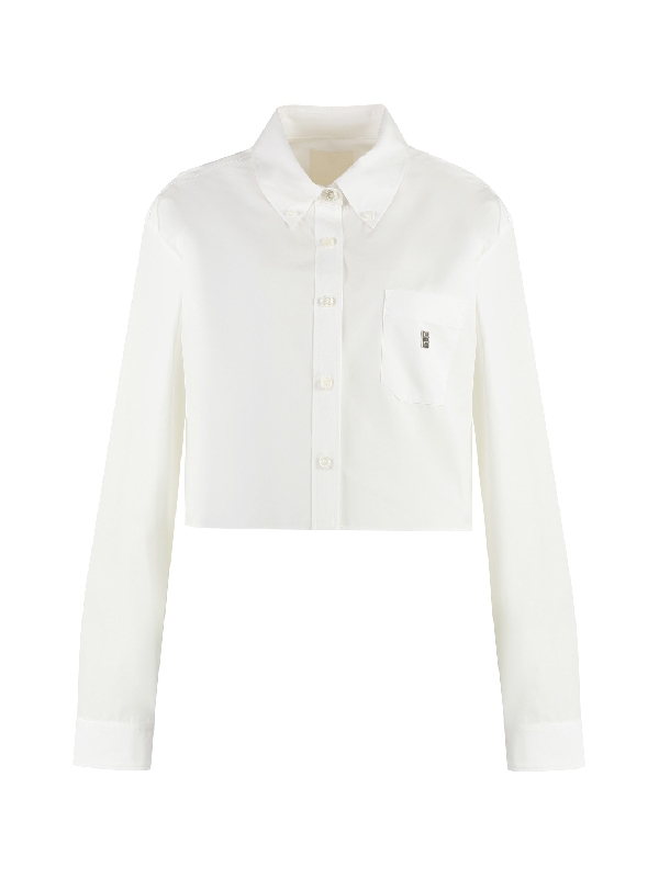 지방시(GIVENCHY) 4G 플라크 코튼 크롭 셔츠 BW617Y14M6 100 | jentestore