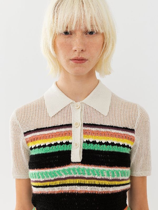 끌로에(Chloe) 크로셰 폴로 울 니트 CHC23UMP12520 0YA | jentestore