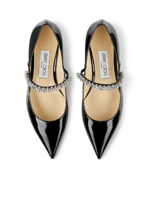 지미추(JIMMY CHOO) BING 크리스탈 장식 펌프스힐 BINGPUMPFLATPATBLACK | jentestore
