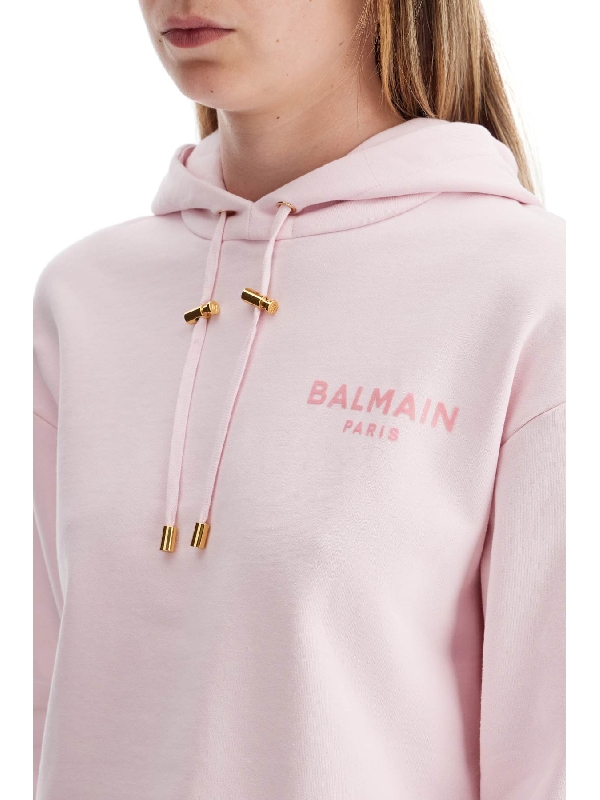 발망(BALMAIN) 로고 크롭 코튼 후드 DF1JP040BB01 OIS | jentestore