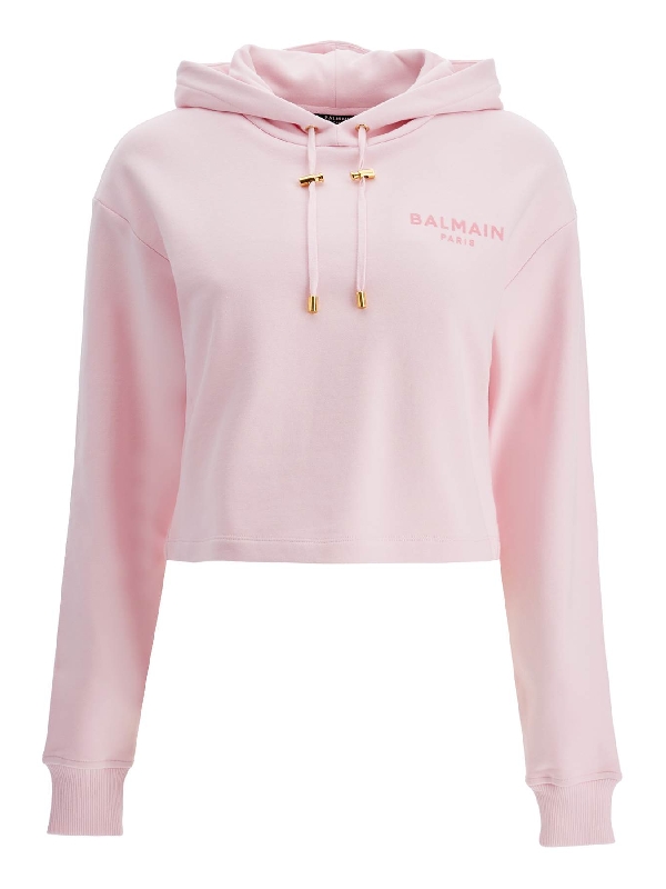 발망(BALMAIN) 로고 크롭 코튼 후드 DF1JP040BB01 OIS | jentestore