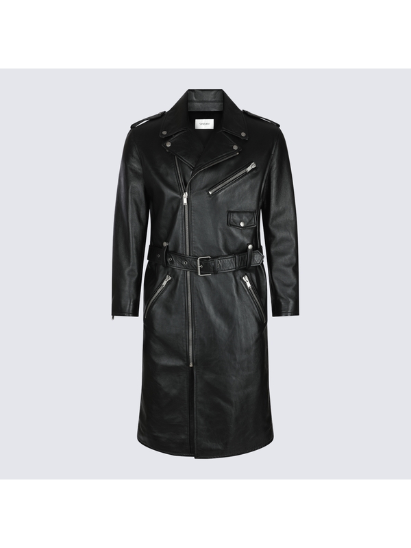 생로랑(SAINT LAURENT) 블랙 레더 롱 바이커 자켓 798637 YCFC21000 | jentestore