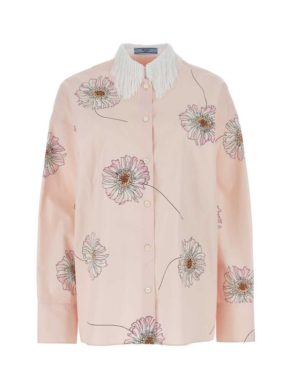 프라다(PRADA) 플라워 패턴 프린지 카라 셔츠 P419HSOOO14YO F0924 | jentestore