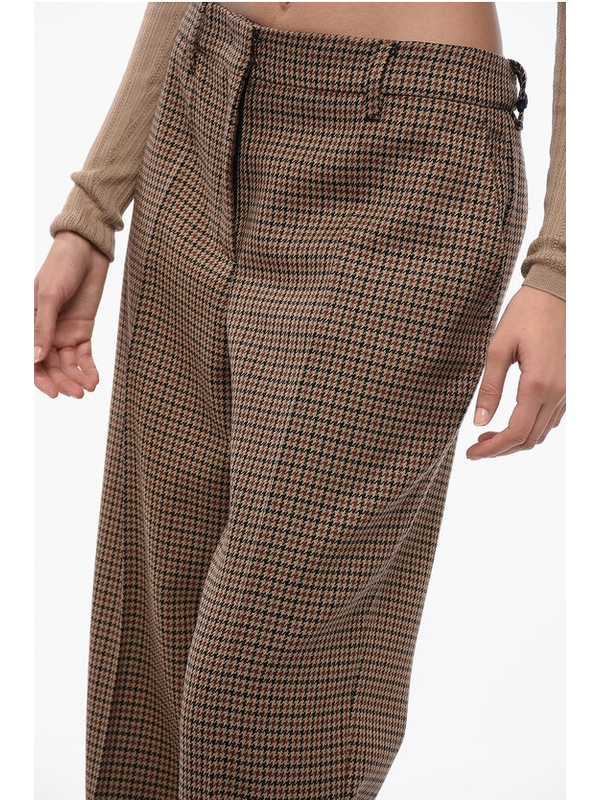 프라다(PRADA) 브라운 체크 패턴 울 팬츠 P229HG 13GO F0005 | jentestore