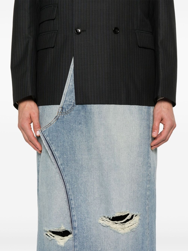 준야 와타나베(JUNYA WATANABE) 데님 패널 울 코트 WNC011051 1BKGRY | jentestore