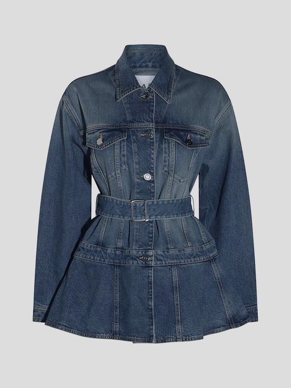 알라이아(ALAIA) 플레어 코튼 데님 자켓 AA9V0422T536A525BLEUVINTAGE | jentestore