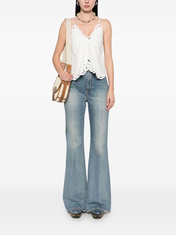 이자벨마랑 에뚜왈(ISABEL MARANT ETOILE) TOMEKI 레이스 슬리브리스 탑 HT0537FA-C1J12E 20WH ...