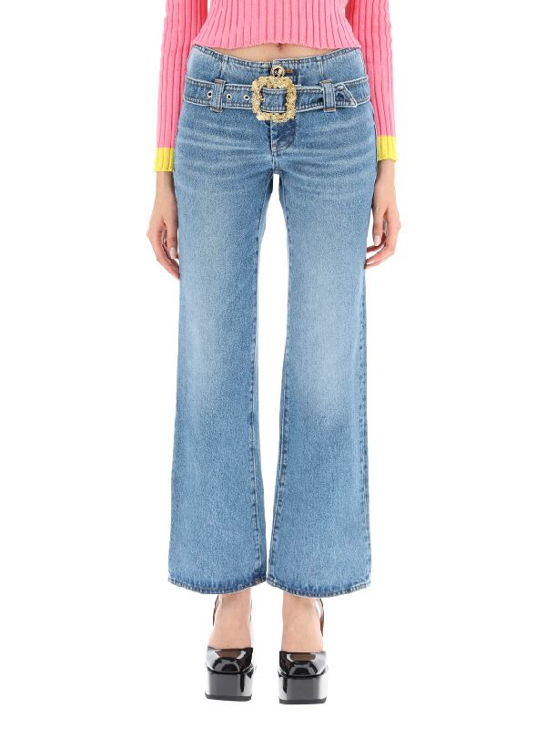 코르미오(CORMIO) 쥬얼리 버클 벨티드 데님 팬츠 ROBIN PANTS COTTON DENIM BLUE | jentestore