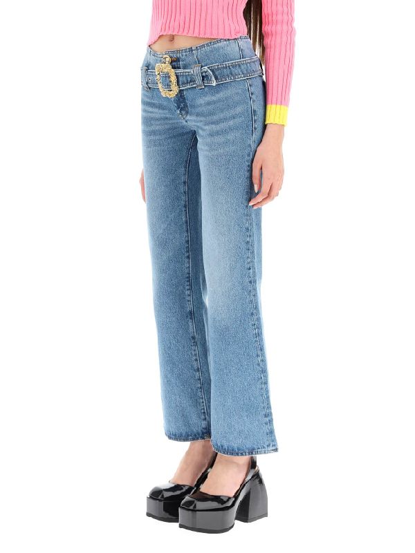 코르미오(CORMIO) 쥬얼리 버클 벨티드 데님 팬츠 ROBIN PANTS COTTON DENIM BLUE | jentestore