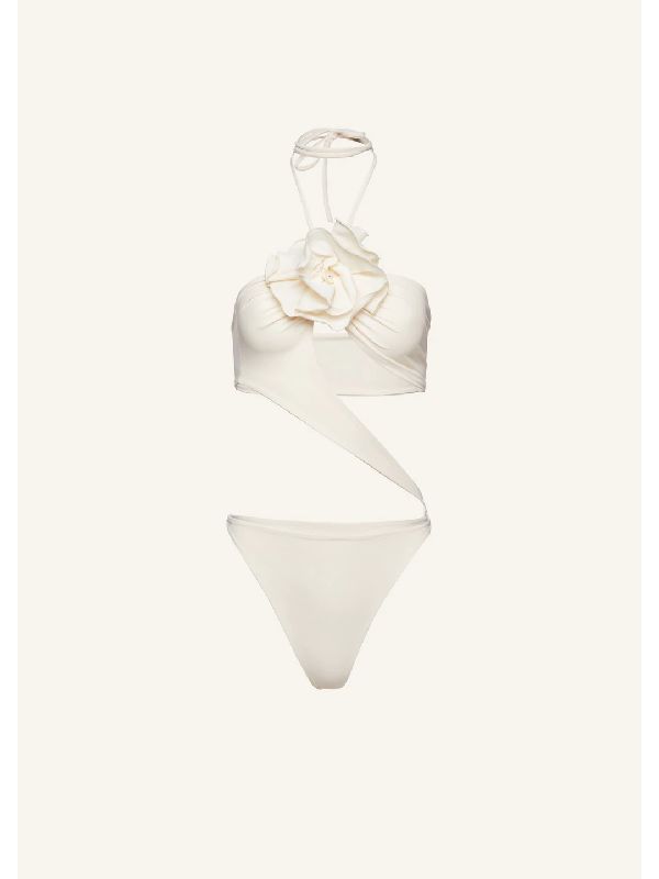 마그다 부트림magda Butrym 플라워 브로치 홀터넥 원피스 수영복 813522 Cream Jentestore