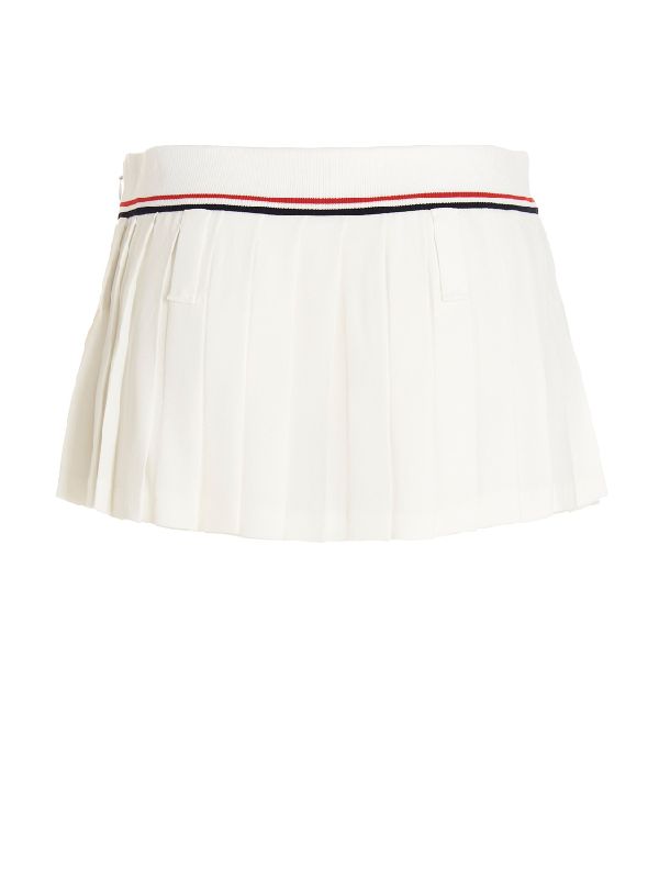 미우미우miu Miu 로우라이즈 로고 플리츠 스커트 Mg185992ulmiu F0009 Jentestore