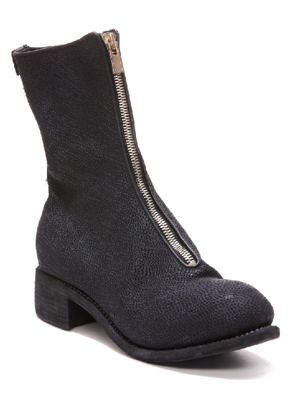 구이디(GUIDI) PL2 프론트 지퍼 레더 부츠 PL2 BLKT | jentestore