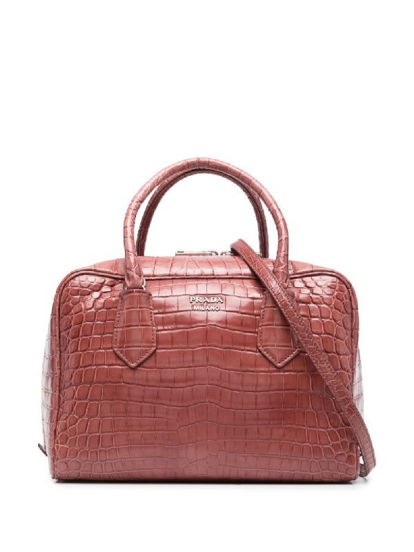 프라다(PRADA) 로고 크로커 레더 토트백 1BB010 1OH F0MV7 | jentestore