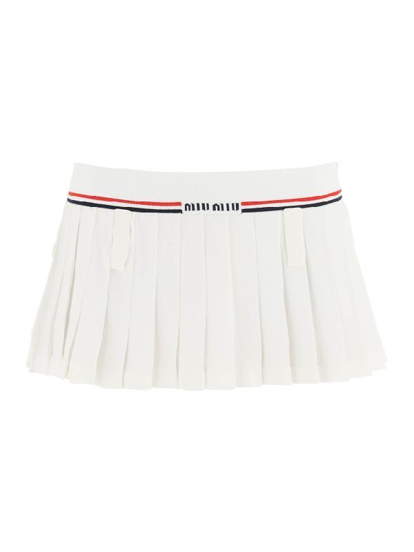 미우미우miu Miu 로고 스트라이프 플리츠 스커트 Mg1859 92u F0009 Jentestore