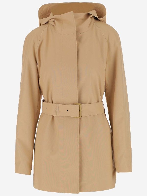 버버리(BURBERRY) 테크 코튼 벨티드 후드 카 코트 8065805 SOFTFAWN | jentestore